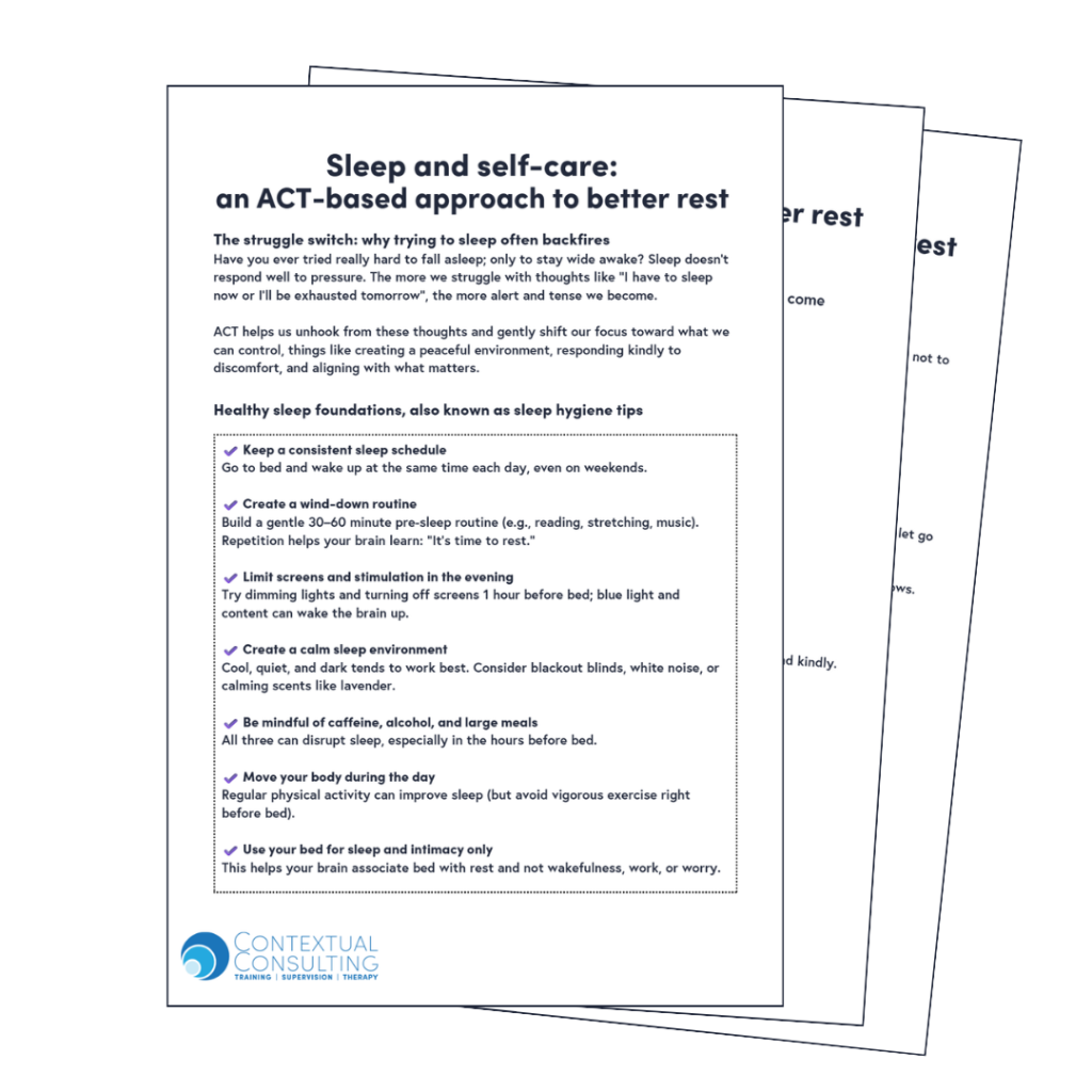 Sleep and self-care: an ACT-based approach to better rest - Contextual ...